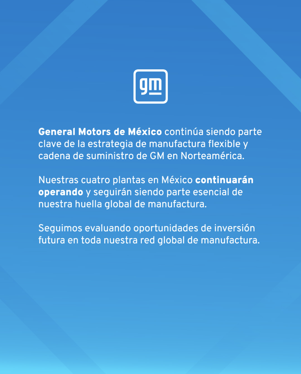 General Motors en México confirma operaciones estables